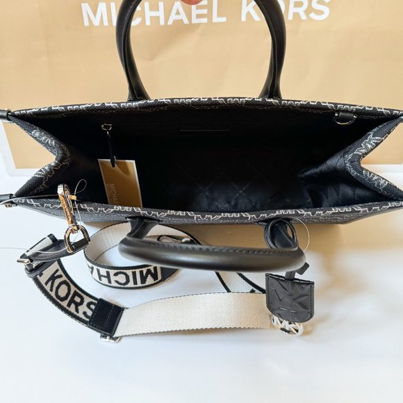 Michael Kors | Bags | Michael Kors Mirella Medium East West Tote Satchel Shoulder Bag Mk Silver ...